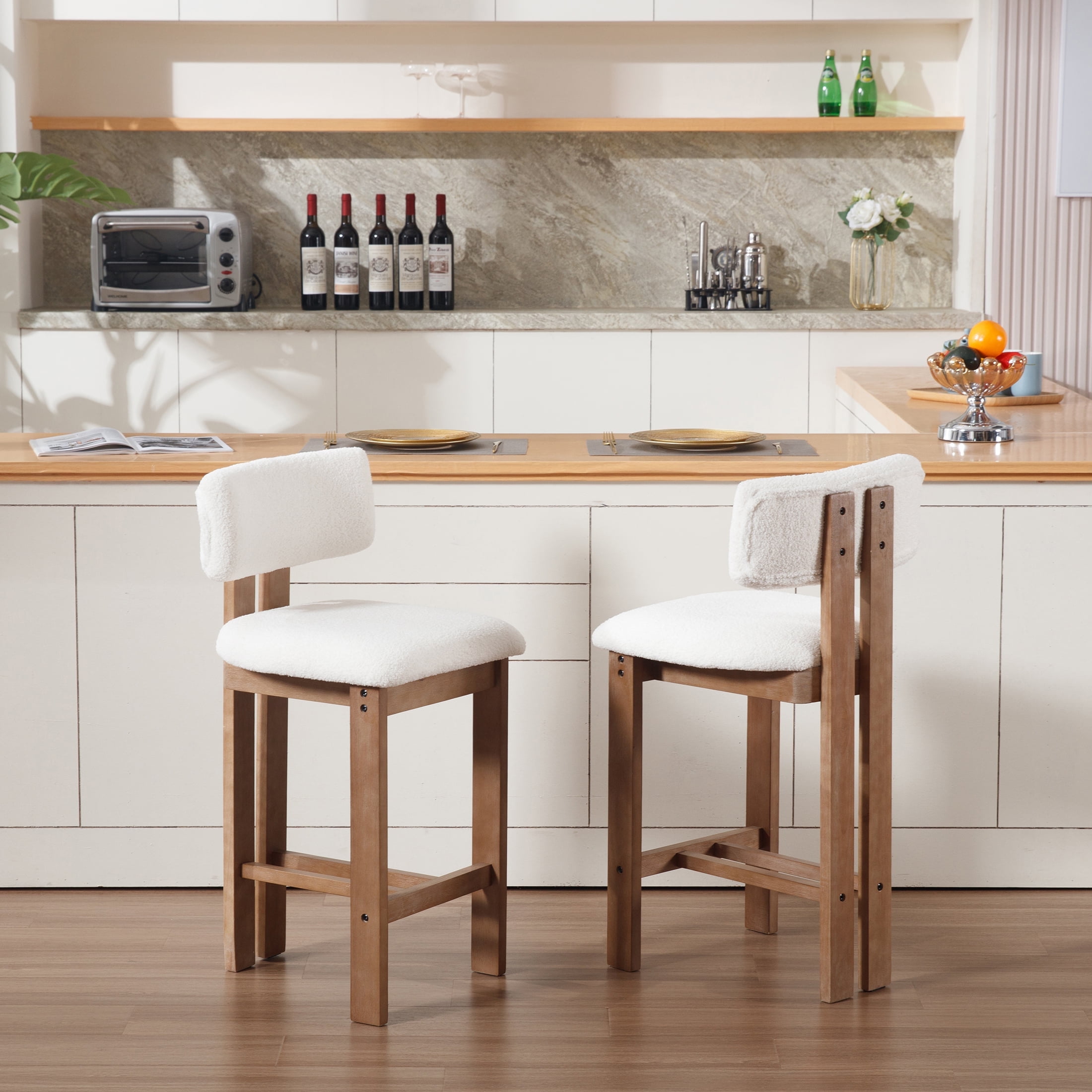 Guyou Modern Bar Stools Set of 2, 26 Inch Counter Height Bar Stools ...