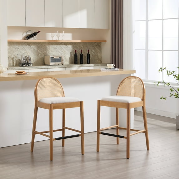 Guyou Modern Bar Stools Set of 2, 30" Counter Height, Rattan Back ...