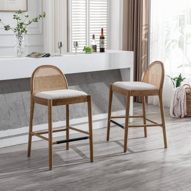 Guyou 26" Counter Height Bar Stools Set of 4, Modern Linen Upholstered Barstools, Rustic ...