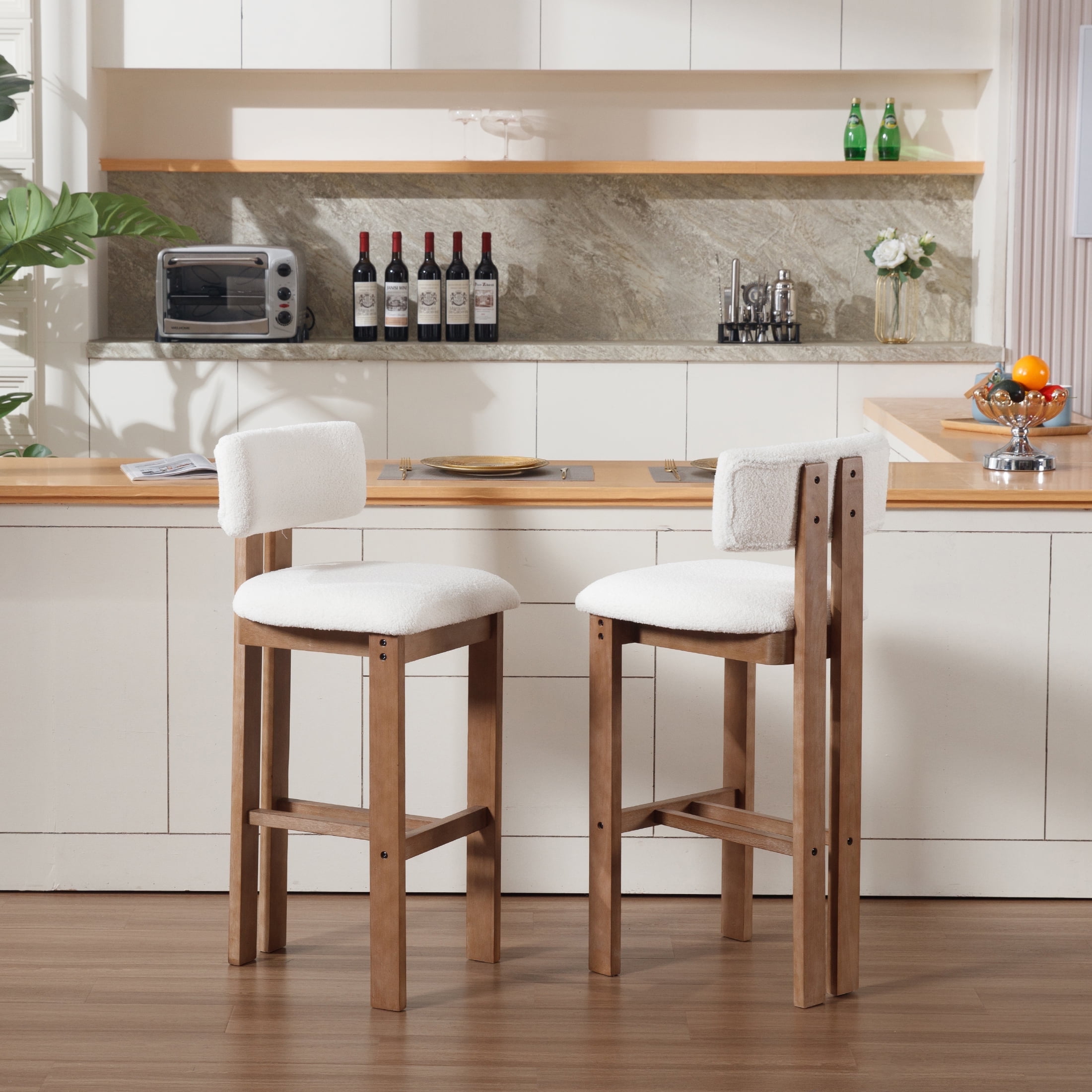 Guyou Modern Bar Stools Set of 2, 30 Inch Counter Height Bar Stools ...