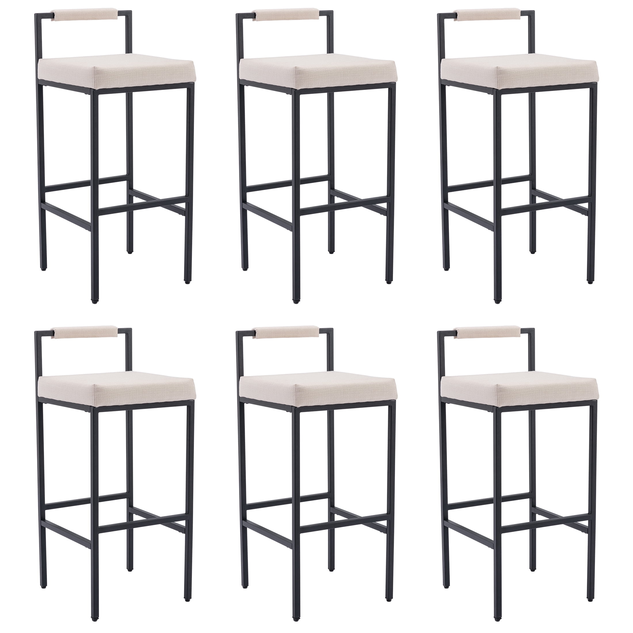 Guyou Modern Bar Stools Set of 6, 30 Inch Tall Barstools with Low ...