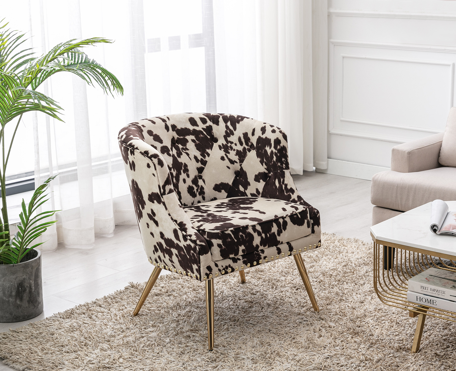HomePop Modern Swoop Accent Chair with Nailhead Trim - Walmart.com