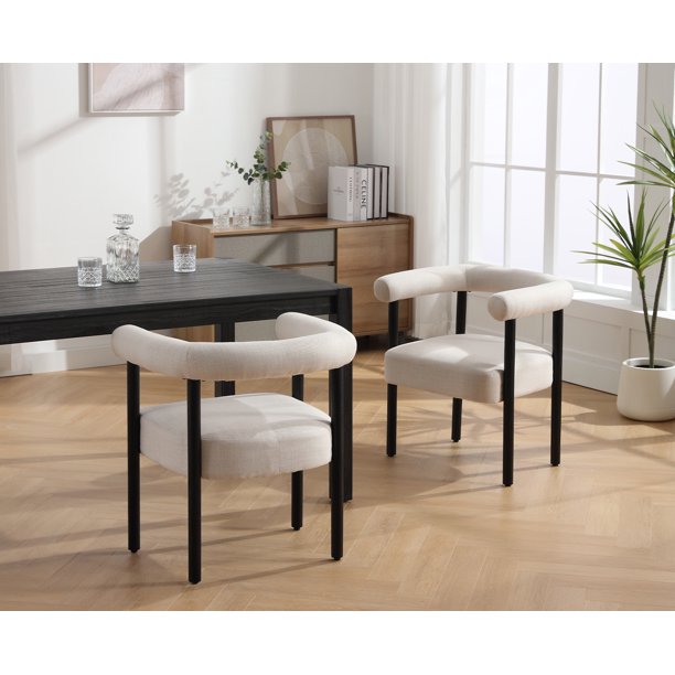 Guyou Modern Barrel Dining Chairs Set of 2, Mid-Century Farmhouse ...