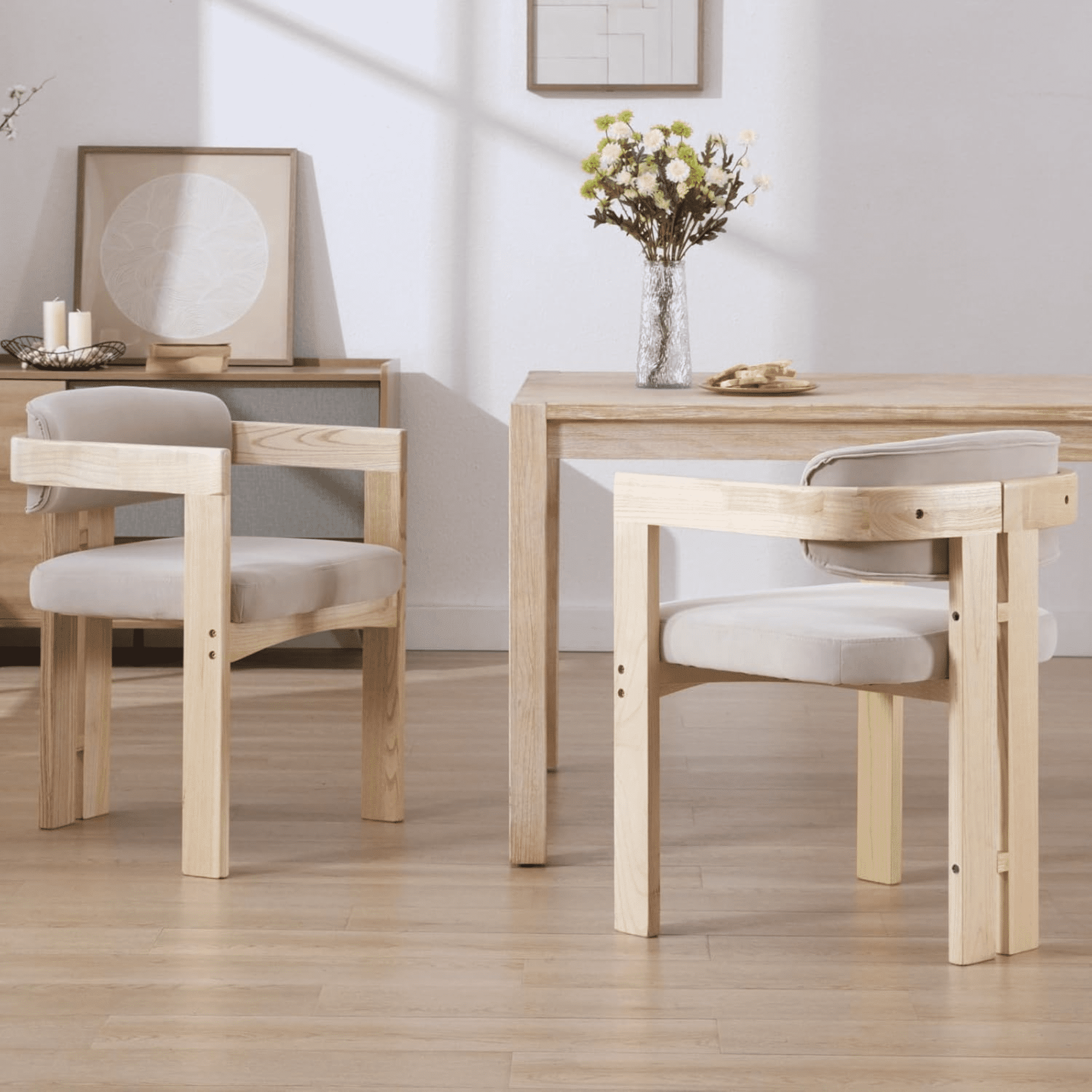 Guyou Velvet Dining Chairs - Set of 2, 24" Wide Barrel Back Armchairs ...