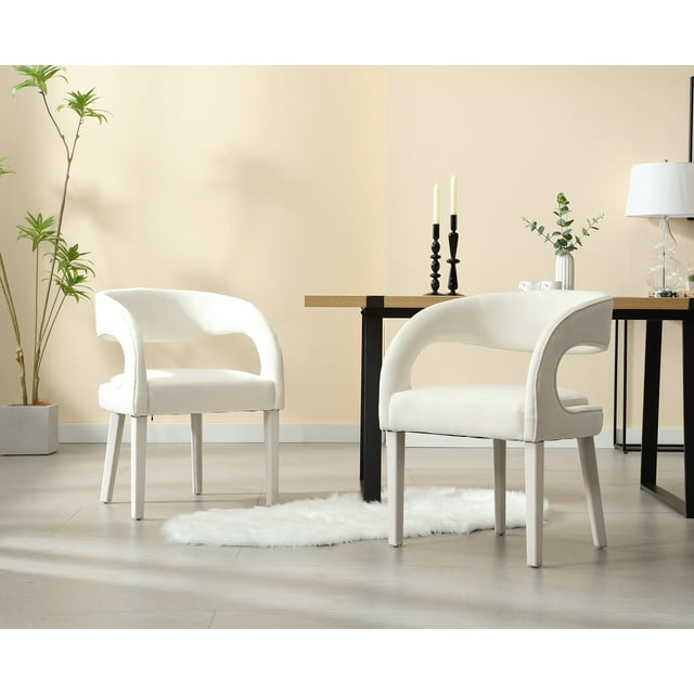 Guyou Modern Velvet Dining Chairs, Set of 2, Barrel Kitchen Chairs ...
