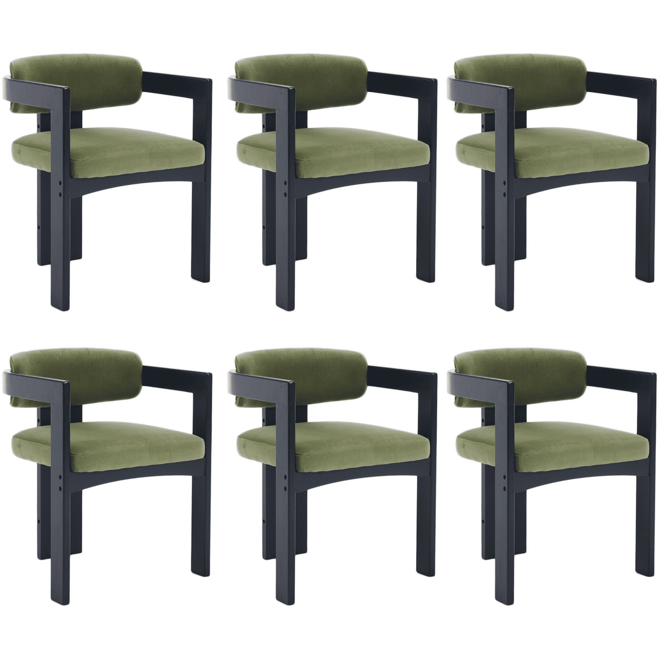 Guyou Velvet Dining Chairs - Set of 6, 24" Wide Barrel Back Armchairs ...