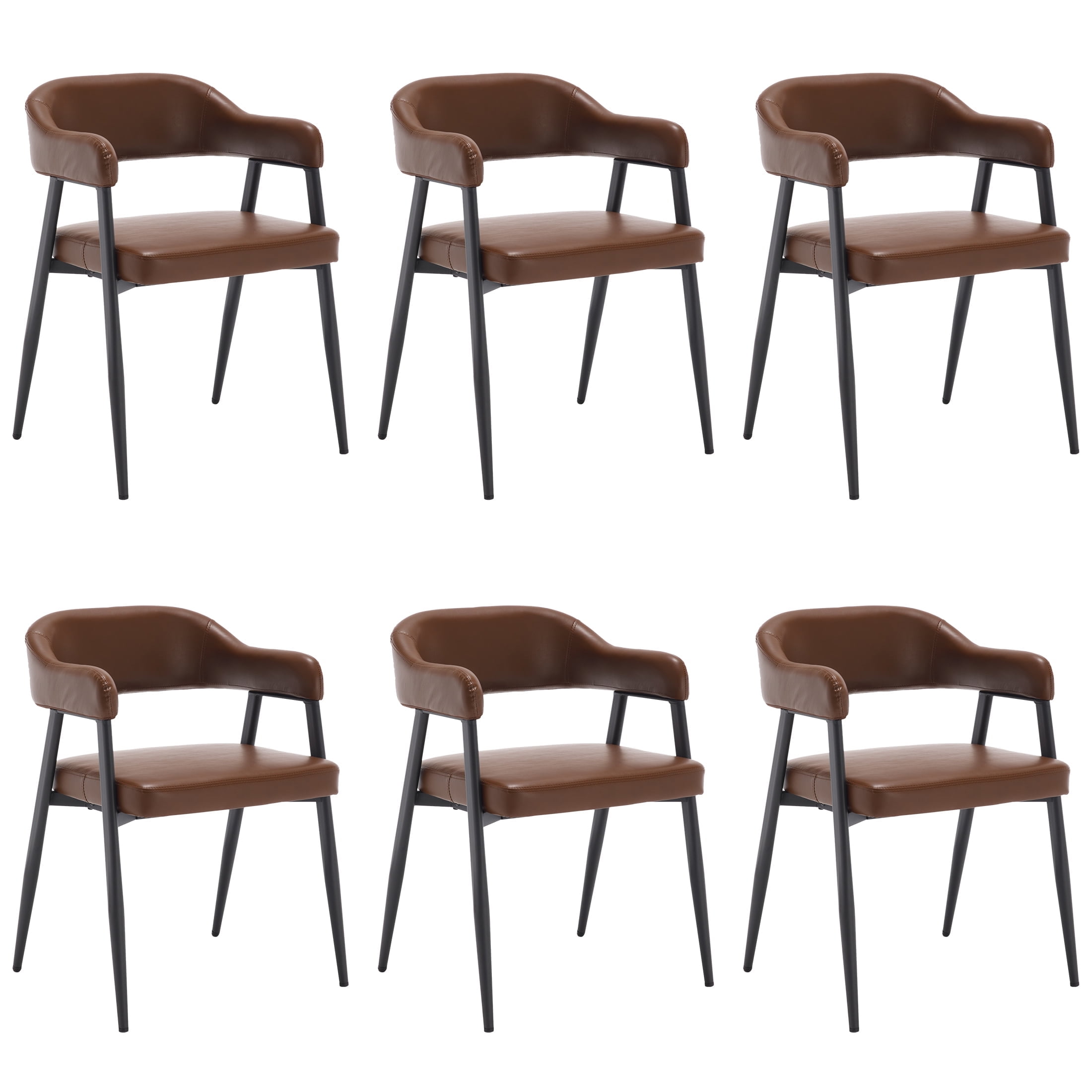Guyou Modern Dining Room Armchairs Set of 6, Retro Faux Leather ...