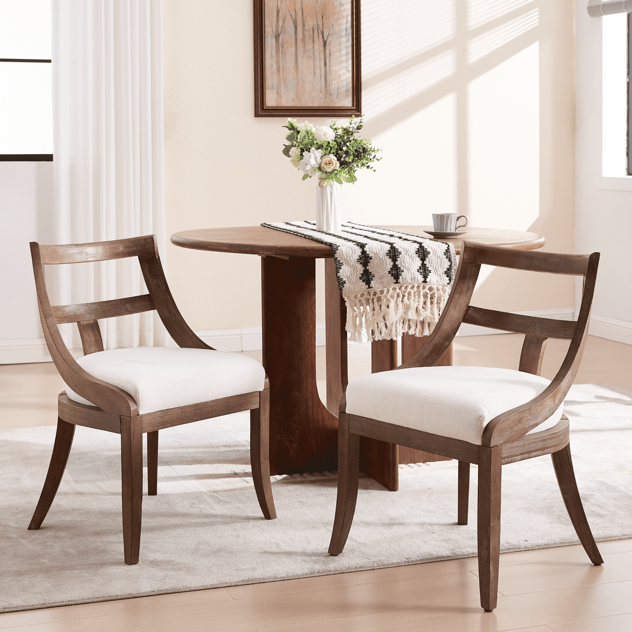 Guyou Modern Farmhouse Dining Chairs Mid Century Upholstered Dining ...