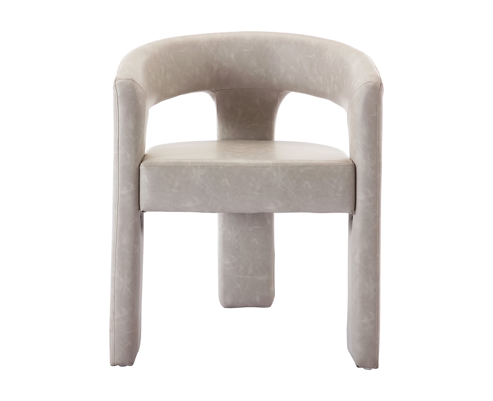 Guyou Modern Faux Leather Armchair, Light Grey Upholstered Dining Chair ...