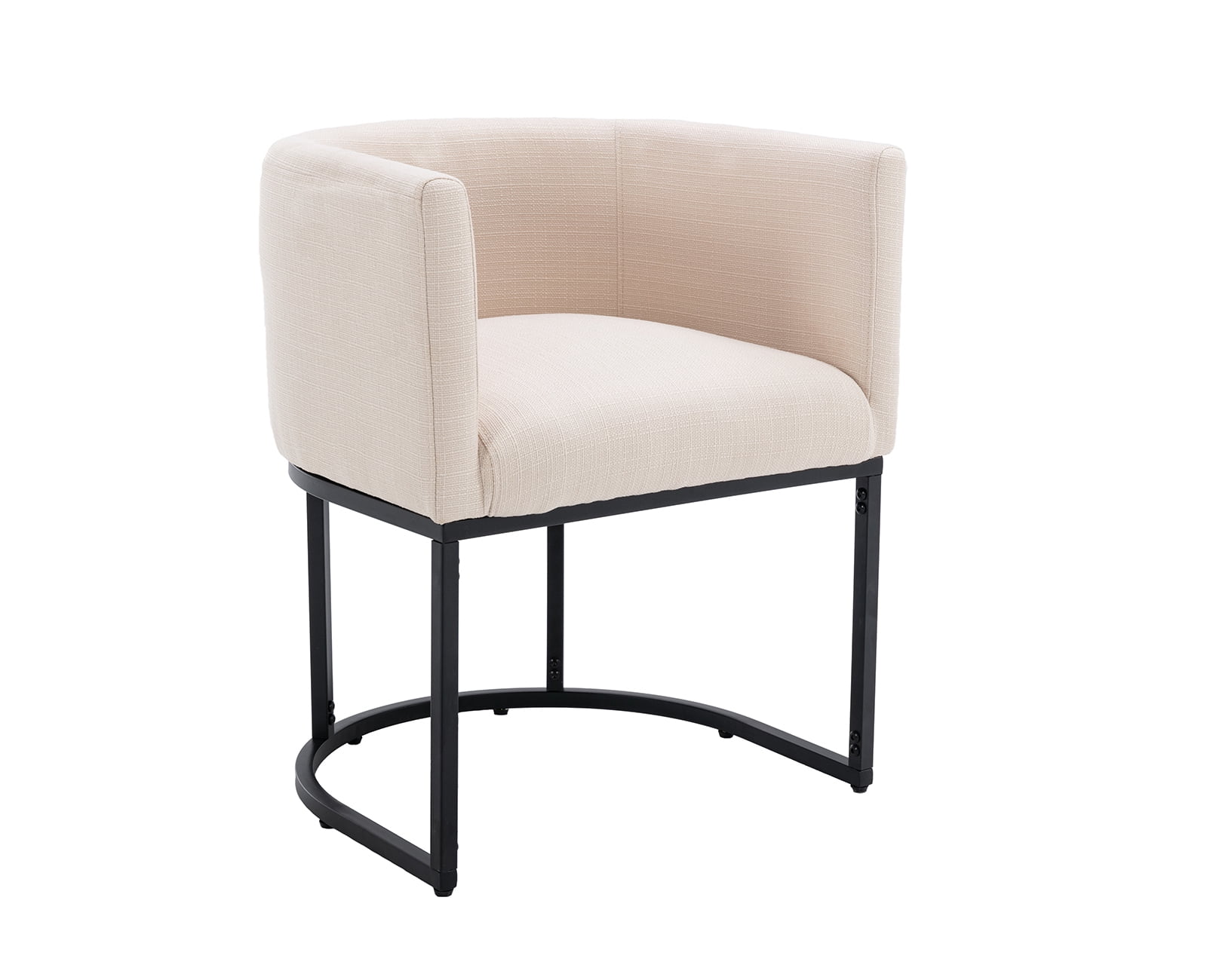 Guyou Modern Linen Dining Chair, Mid-century Upholstered Barrel Kitchen ...