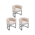 Guyou Modern Linen Dining Chair Set of 3, Mid-century Upholstered ...