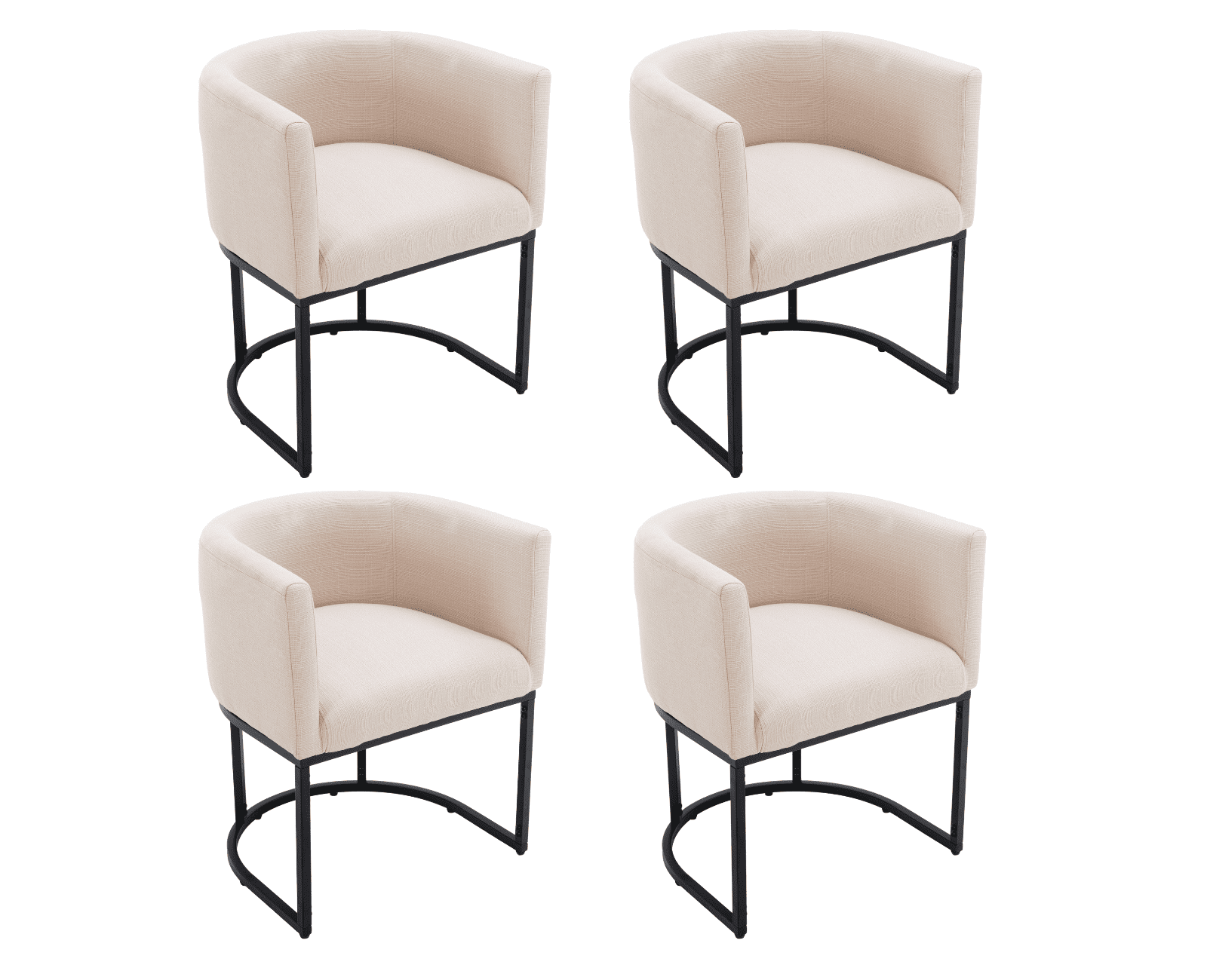 Guyou Modern Linen Dining Chair Set of 4, Mid-century Upholstered ...