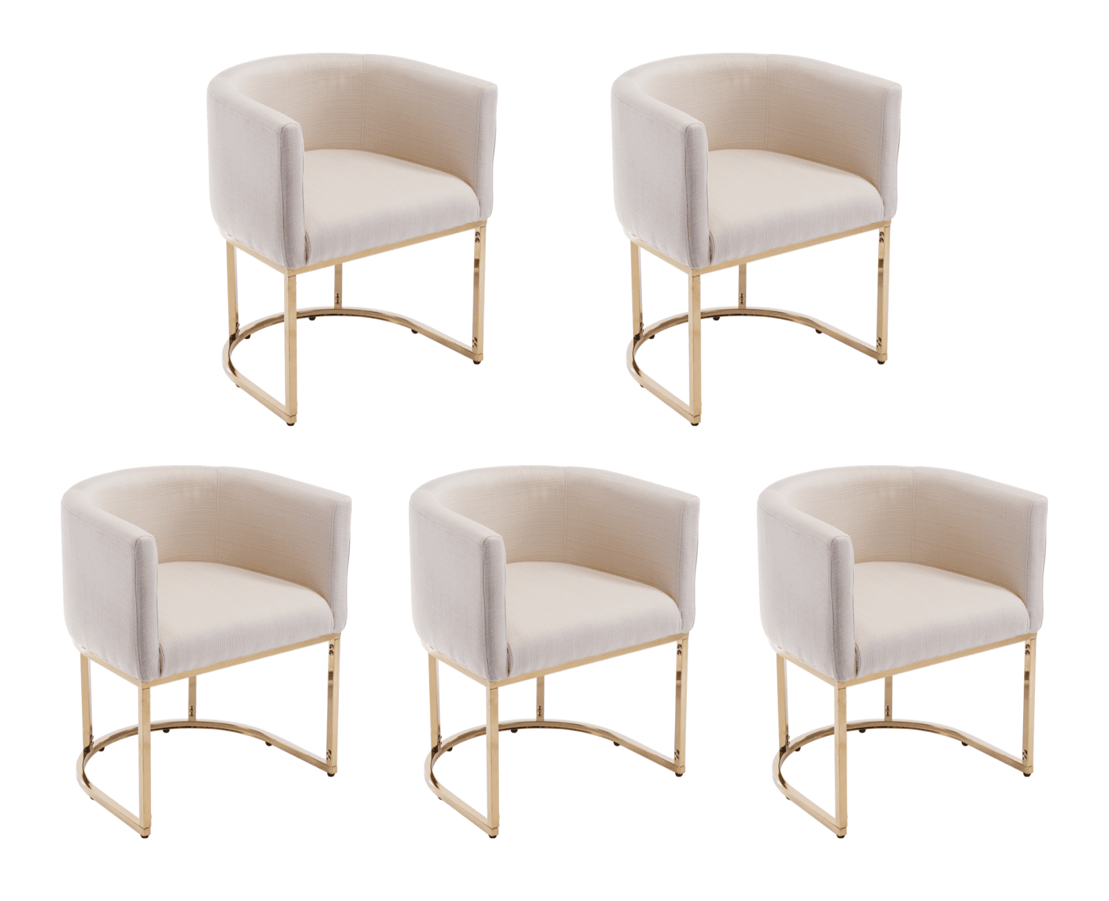 Guyou Modern Linen Dining Chair Set of 5, Mid-century Upholstered ...