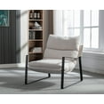 Guyou Modern Linen Upholstered Accent Armchair with Metal Base ...