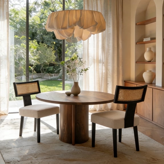 CHAMPFLAG Brown Wicker Dining Chairs and Expandable Table Set, Bohemian ...