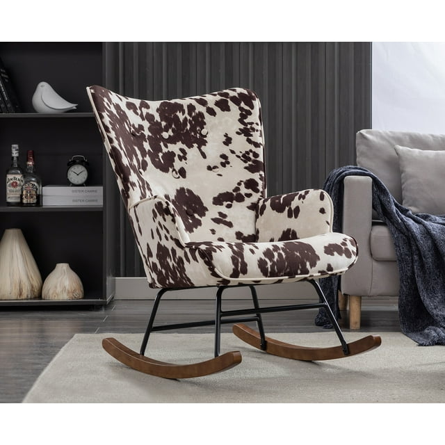 Guyou Modern Nursing Rocking Chair, Velvet Upholstered Armchair, Living ...