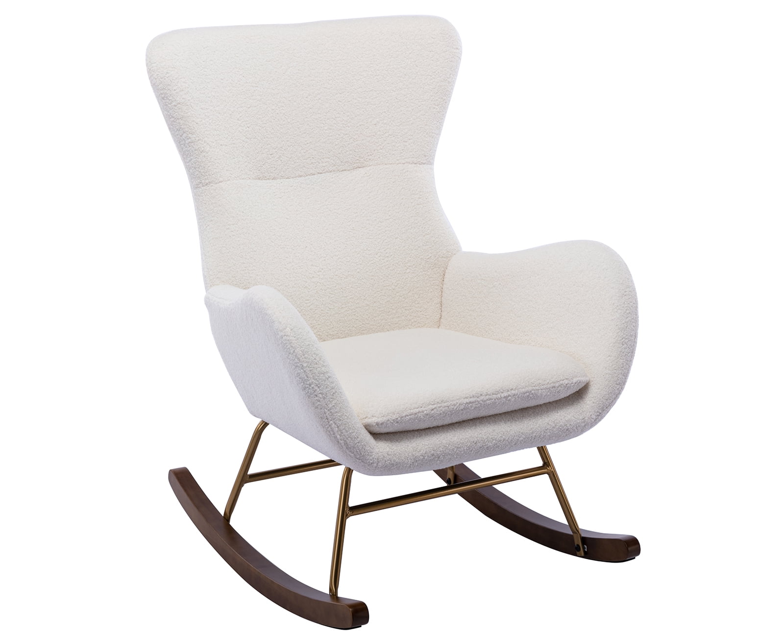 Guyou Modern Sherpa Rocking Chair, Wingback Upholstered Accent for ...