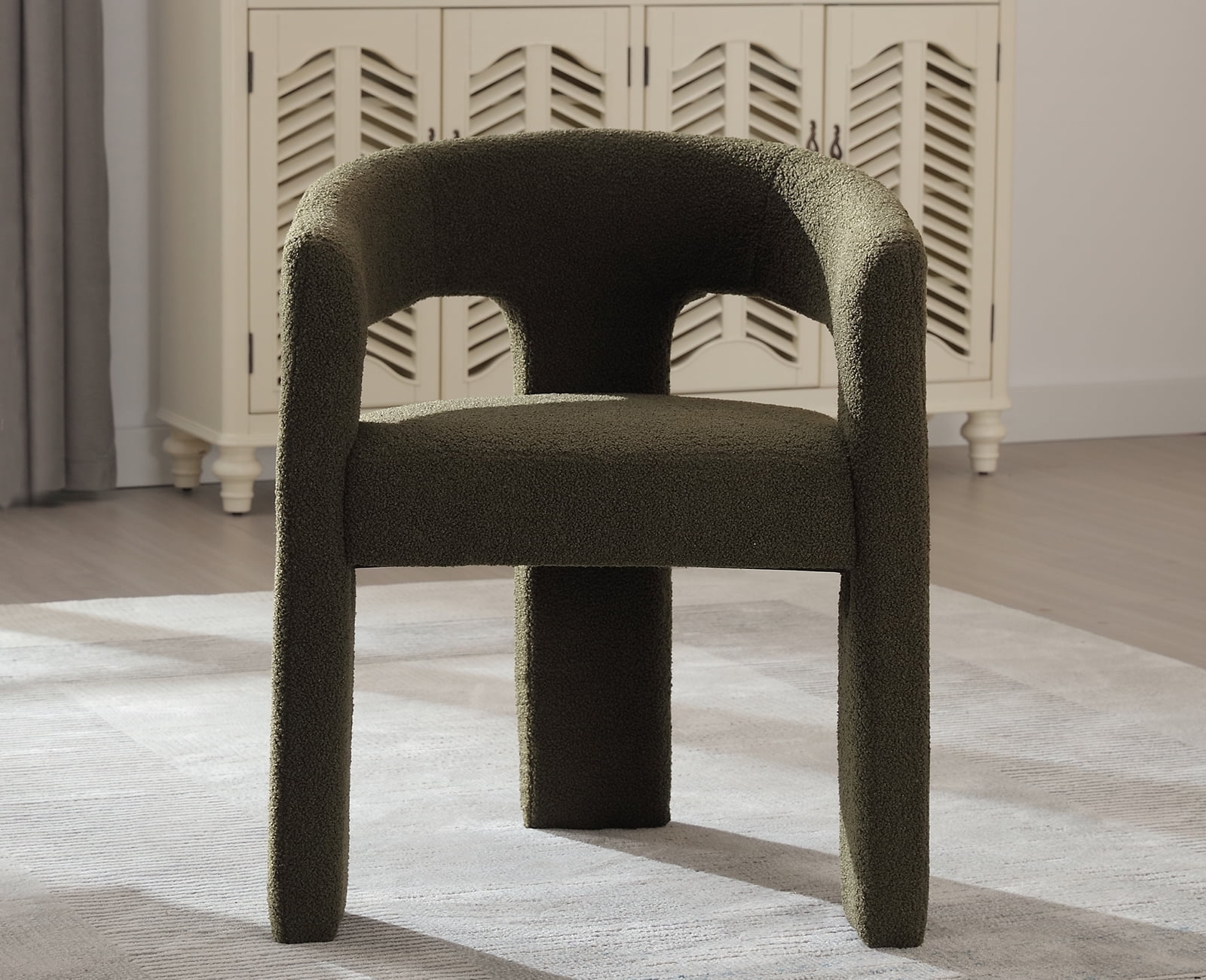 Guyou Modern Sherpa Upholstered Dining Chair Green, Armchair with ...