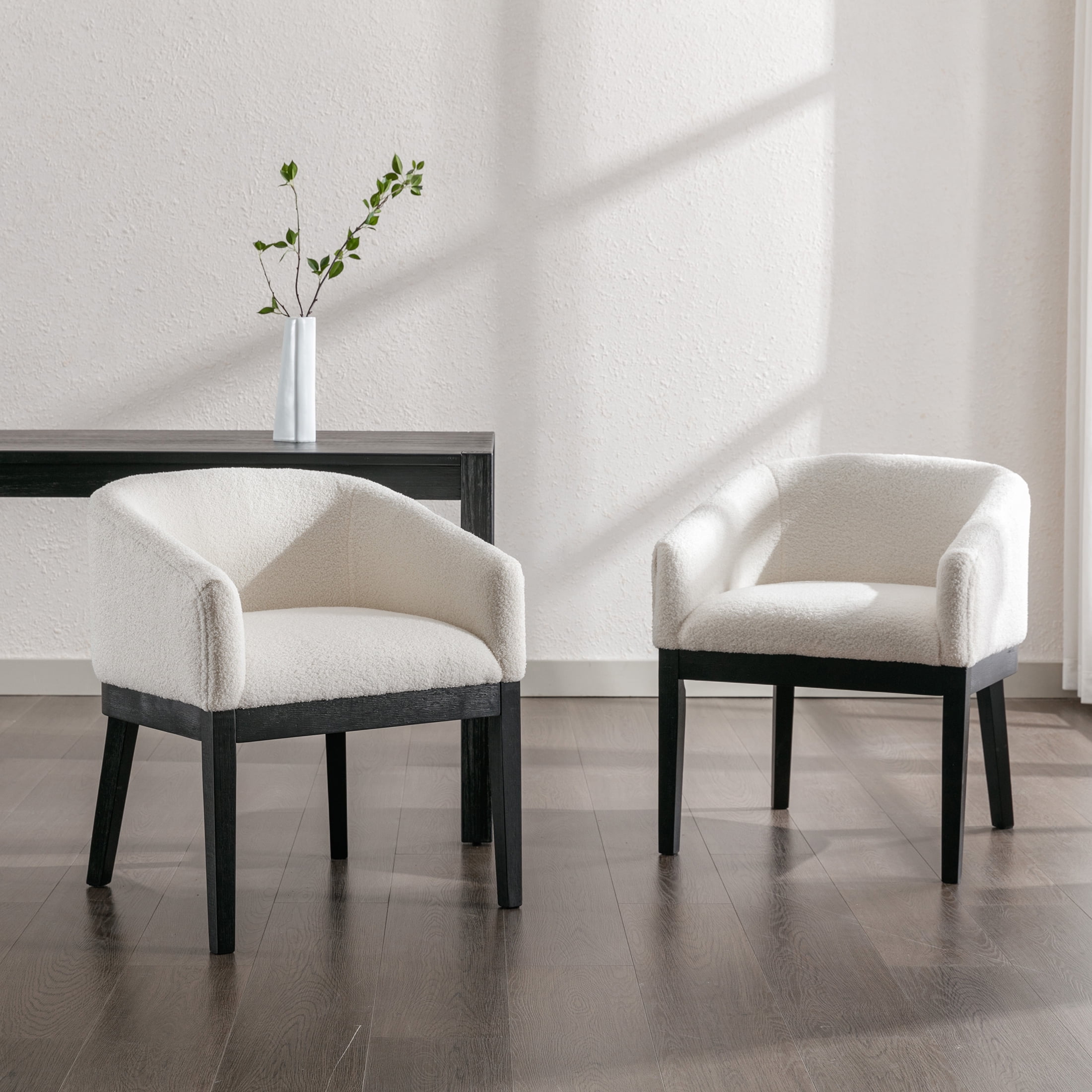 Guyou Modern Upholstered Dining Chairs Set of 2, Farmhouse Sherpa ...