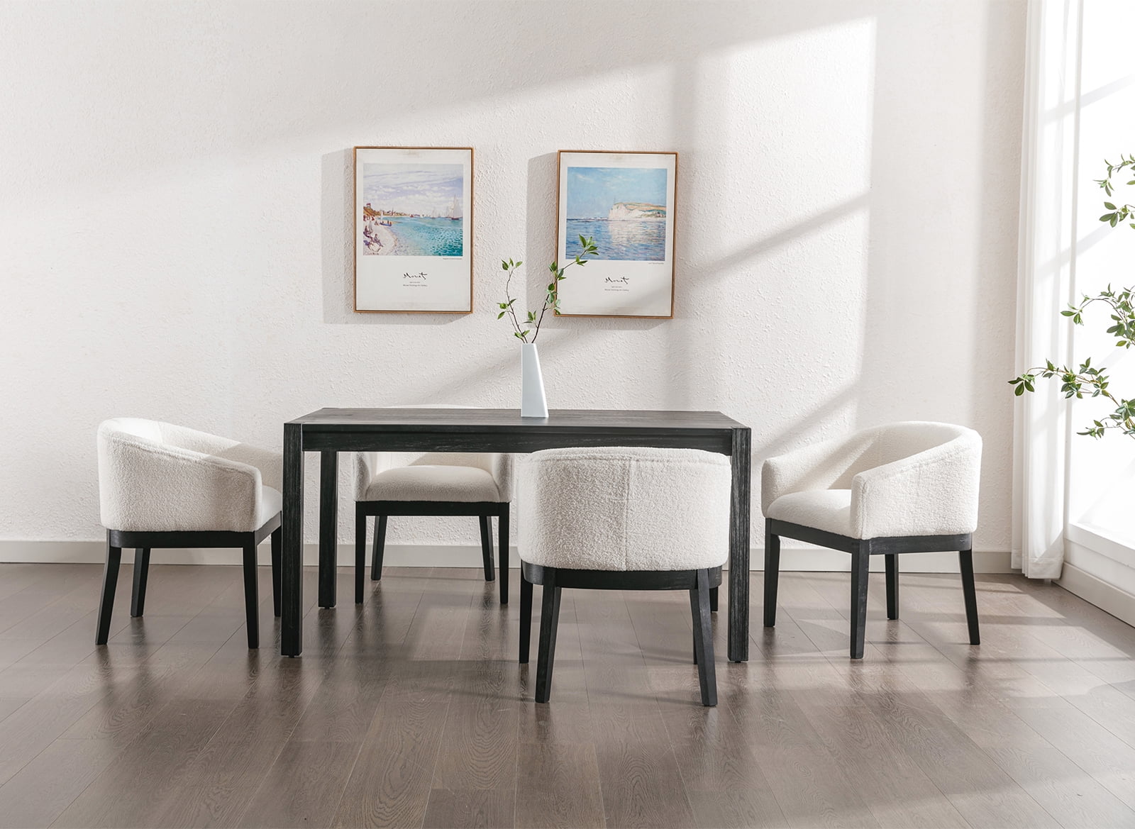 Guyou Modern Upholstered Dining Chairs Set of 4, Farmhouse Sherpa ...