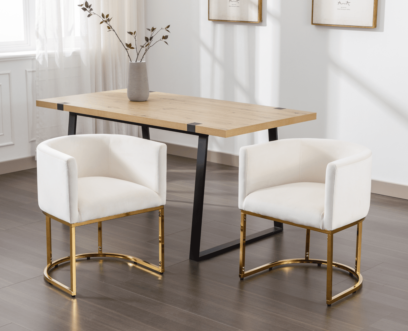 Guyou Modern Velvet Dining Chair Set of 2, Mid-century Upholstered ...