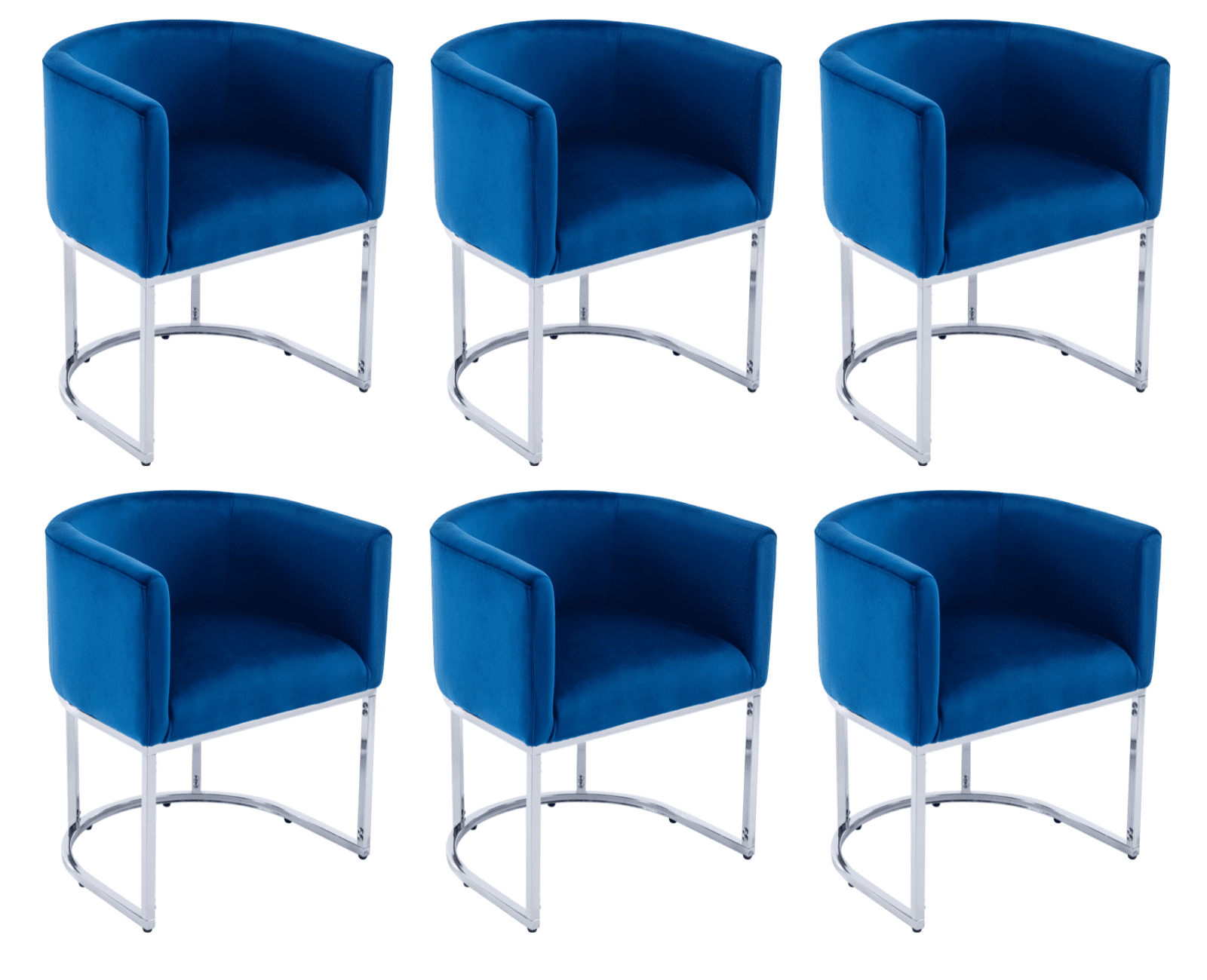 Guyou Modern Velvet Dining Chair Set of 6, Mid-century Upholstered ...