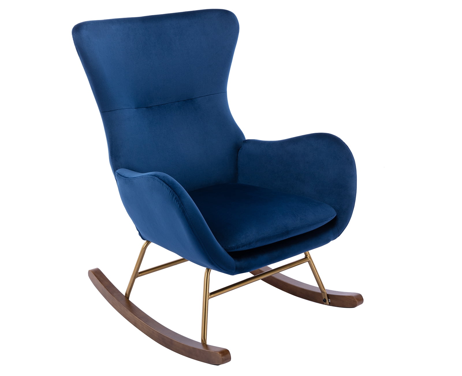 Guyou Velvet Rocking Chair, Upholstered Wingback, Nursery Glider for ...