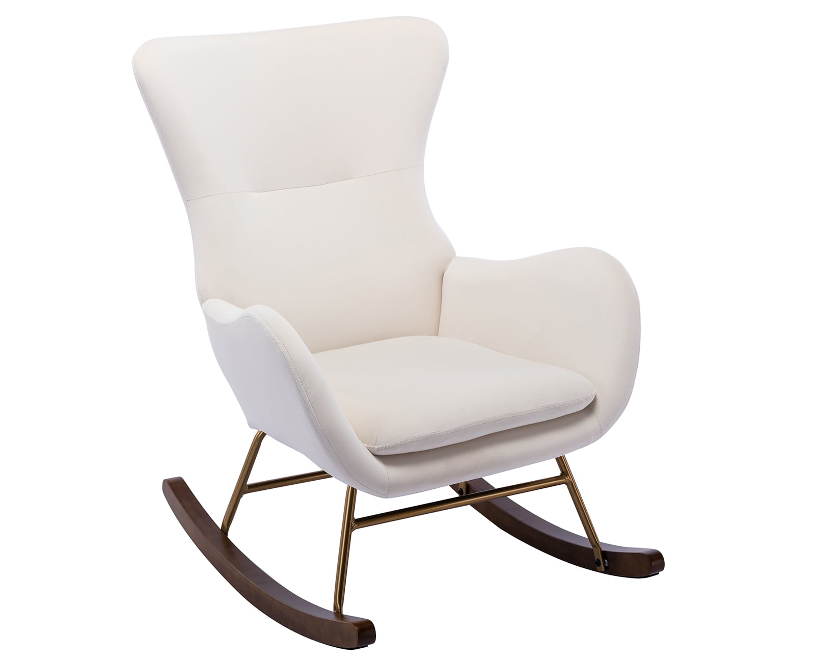 Guyou Modern Velvet Rocking Chair, Wingback Upholstered Accent Chair ...