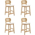 Guyou Rattan Counter Height Bar Stools Set of 4, Mid-Century Modern Wooden Farmhouse Bar Stools ...