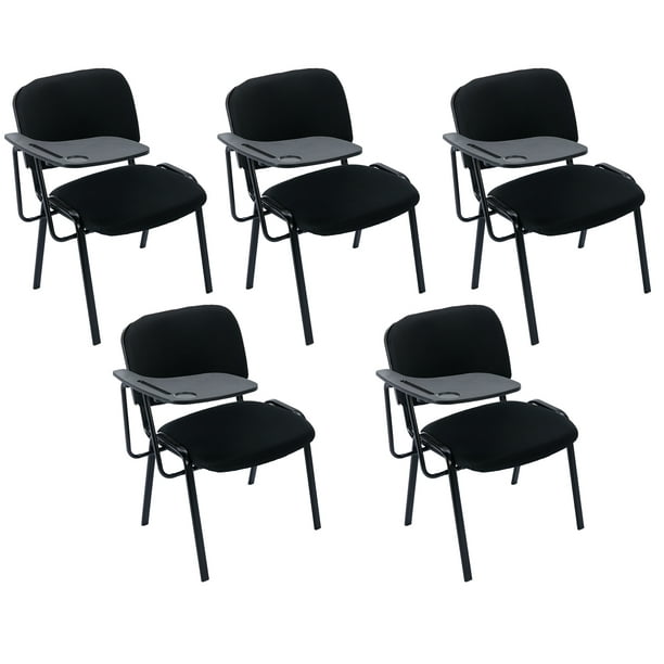 Guyou Set of 5 Black Stackable Conference Room Chairs with Flip-up ...