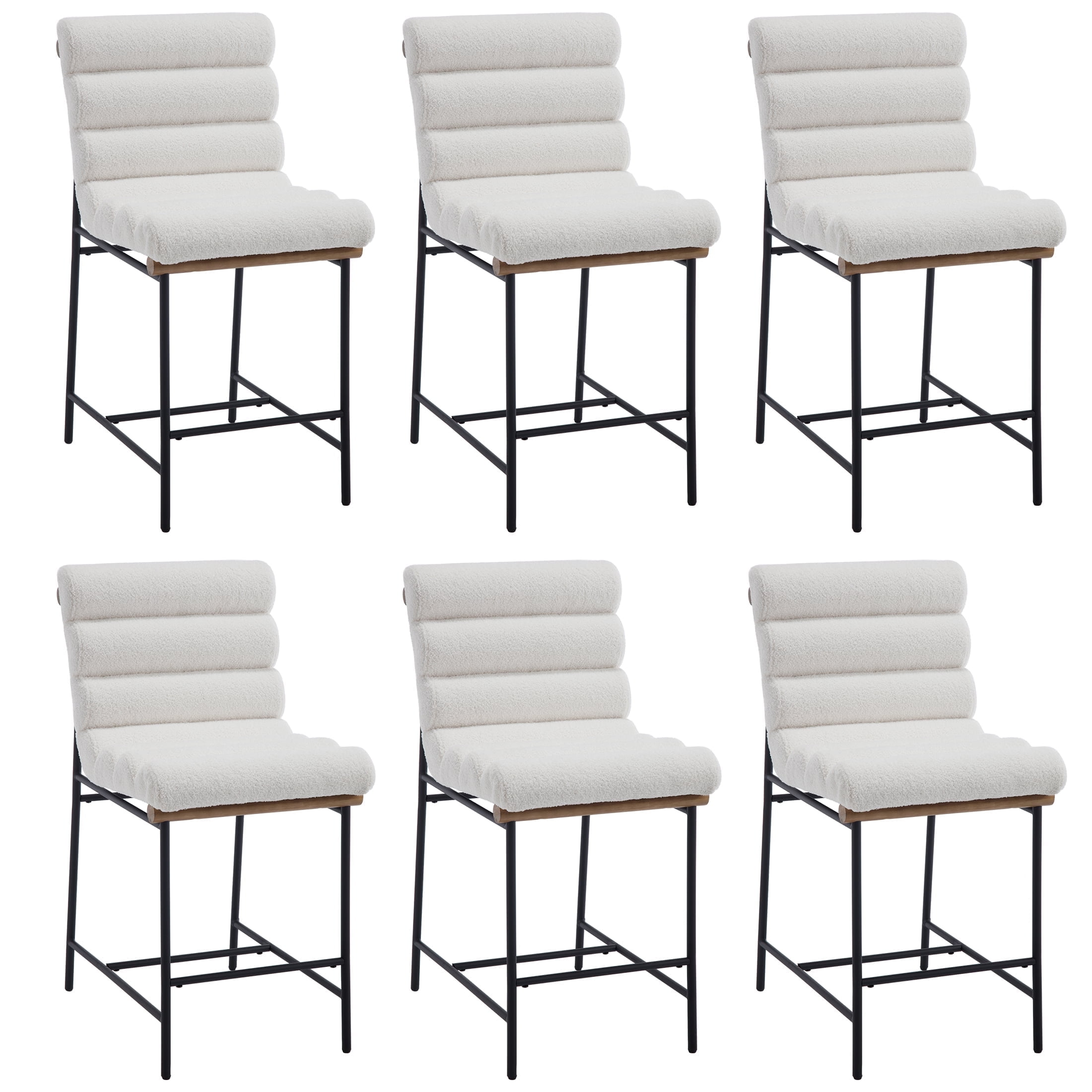 Guyou Sherpa Bar Stools Set of 6, 25 " Modern Upholstered Counter ...