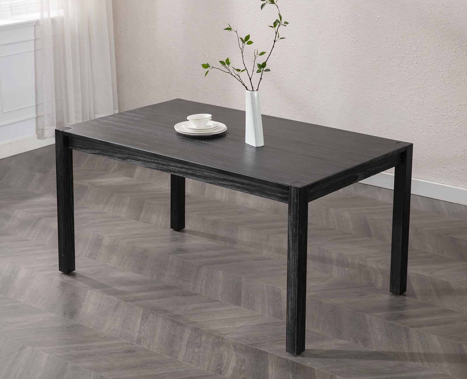 Guyou Solid Wood Dining Table, 59" Farmhouse Large Size Rectangular ...