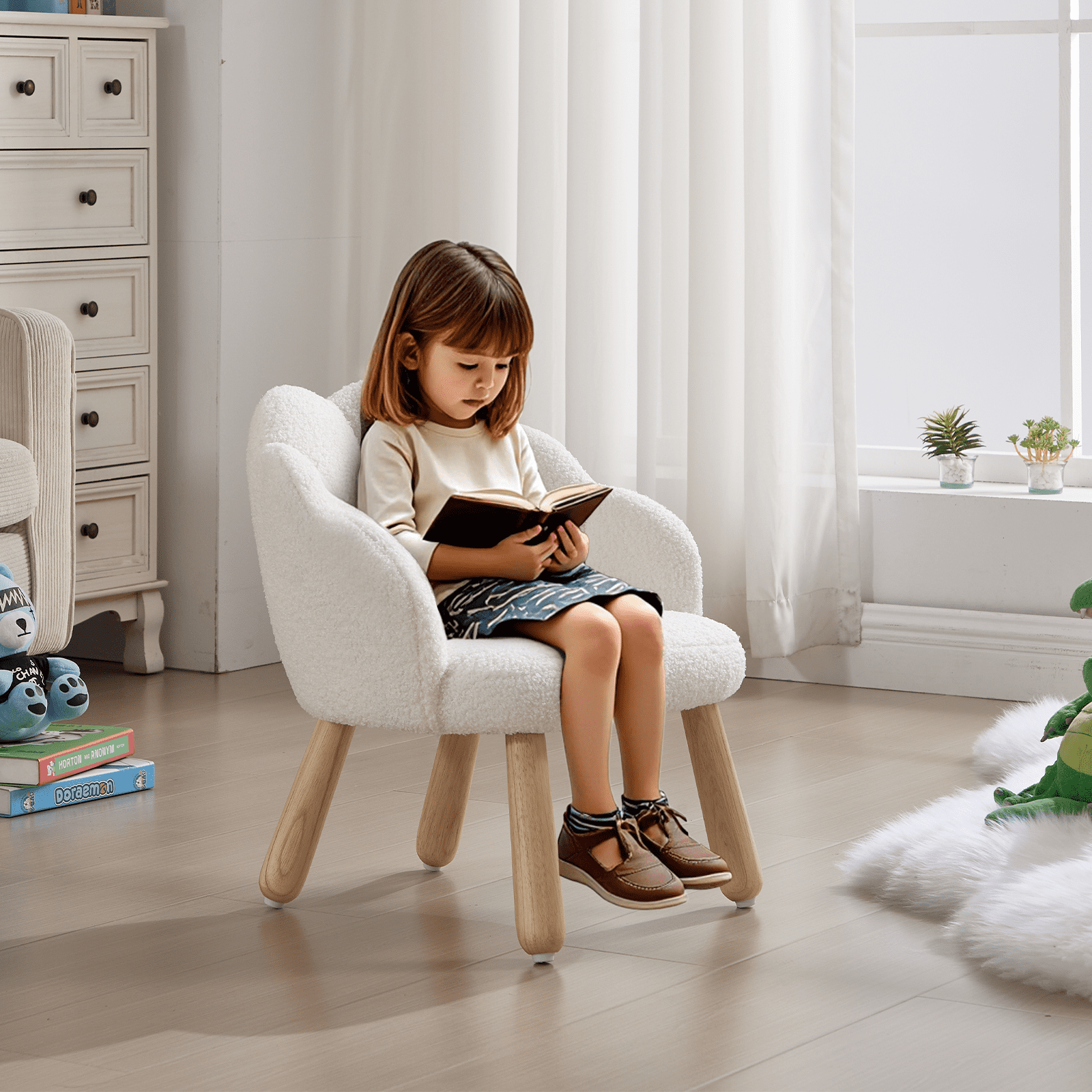 Guyou Solid Wooden Toddler Chair Ages 1-6, Kids Preschool Arm Chair ...