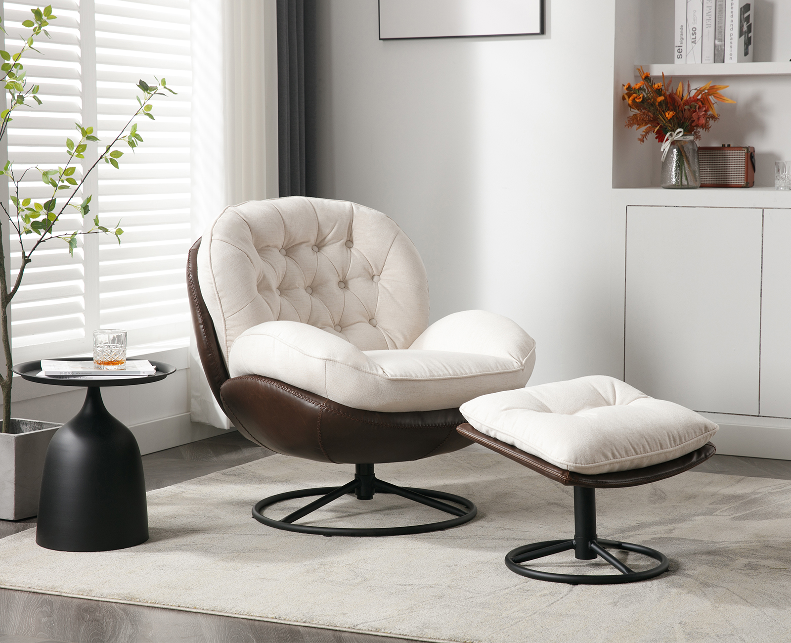 Upholstered Accent Chairs, Linen Lounge Reading Armchair, Solid Wood ...