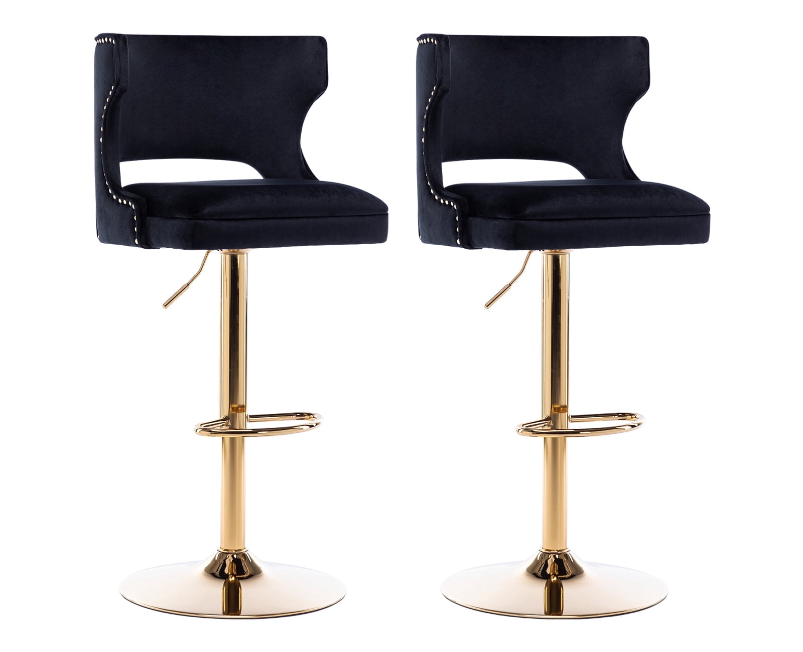 Guyou Swivel Bar Stool Set of 2, Modern Upholstered Velvet Adjustable ...