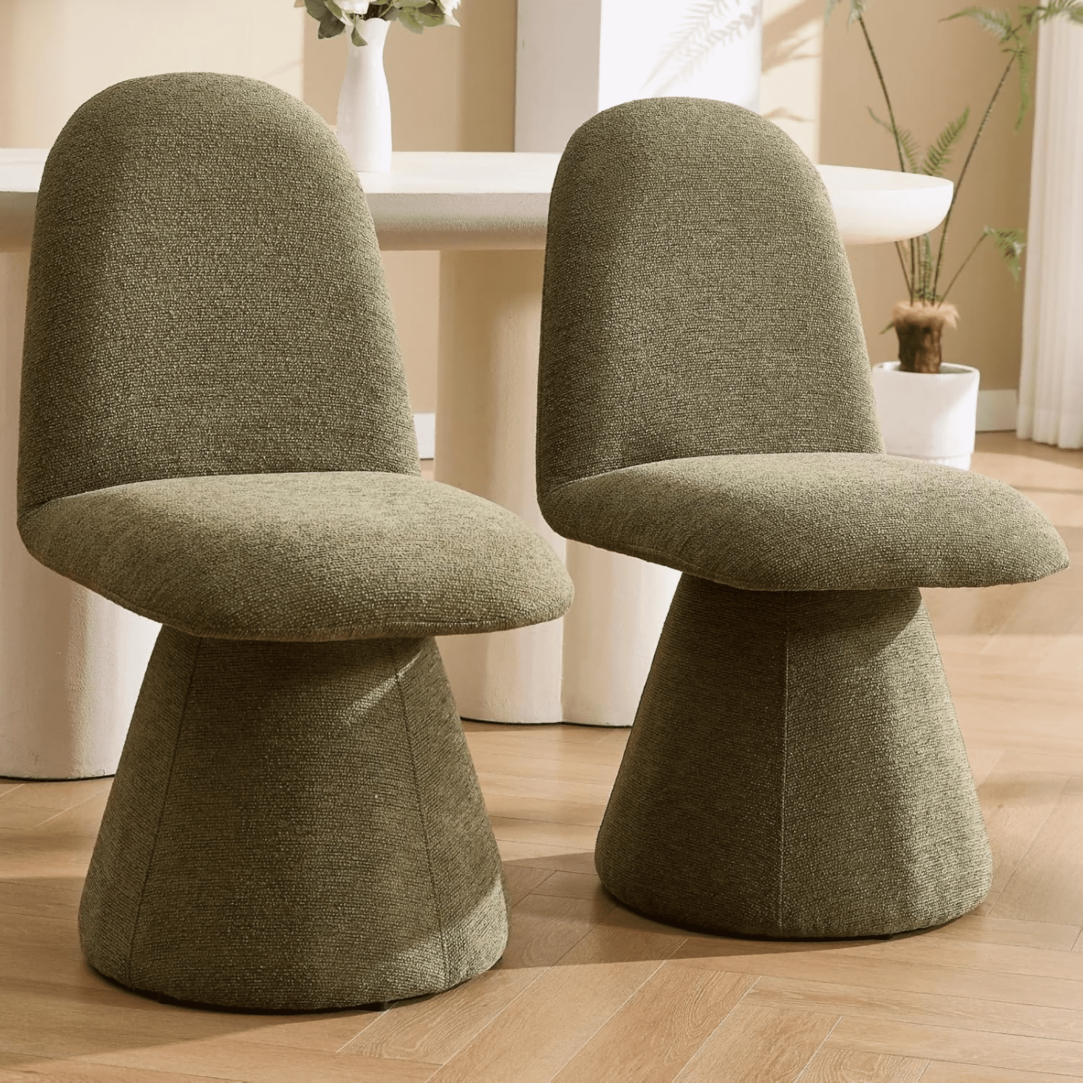 Guyou Mid Century Swivel Chairs - Set of 2, High Back Chenille Dining ...