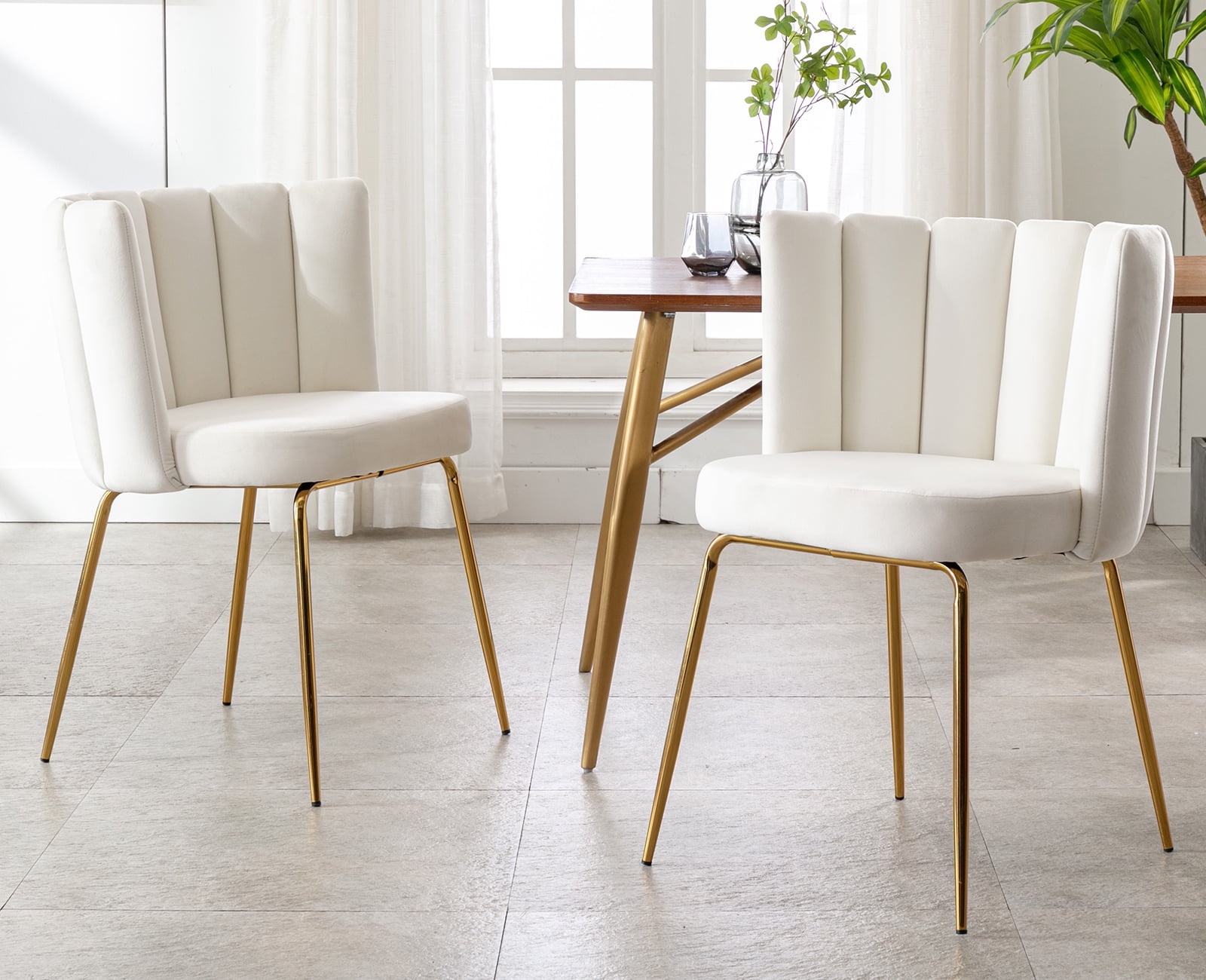 Elegant Guyou Velvet Dining Chair Set of 2, Upholstered Side Chairs ...