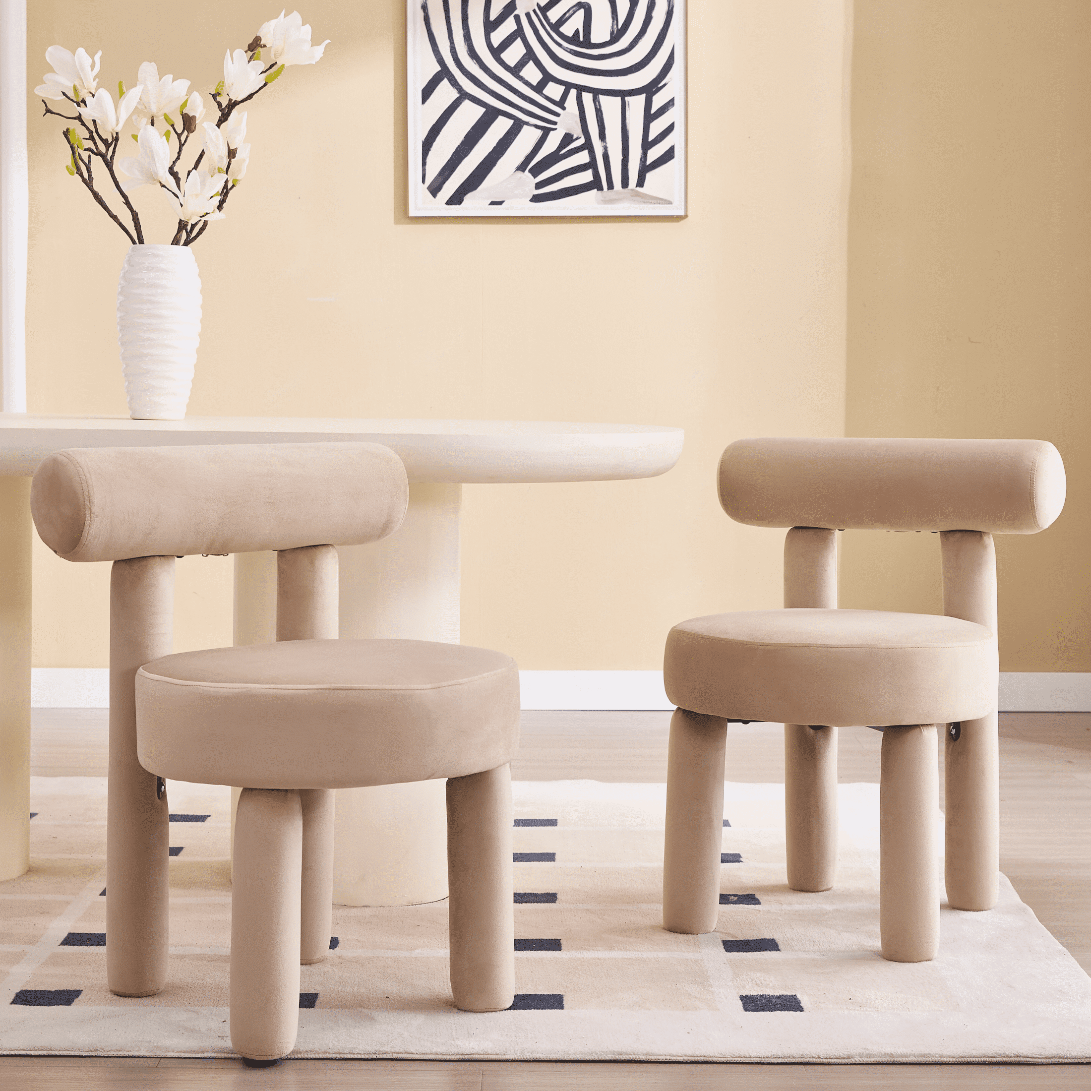 Guyou Velvet Dining Chairs Modern Upholstered Kitchen Chairs with Open ...