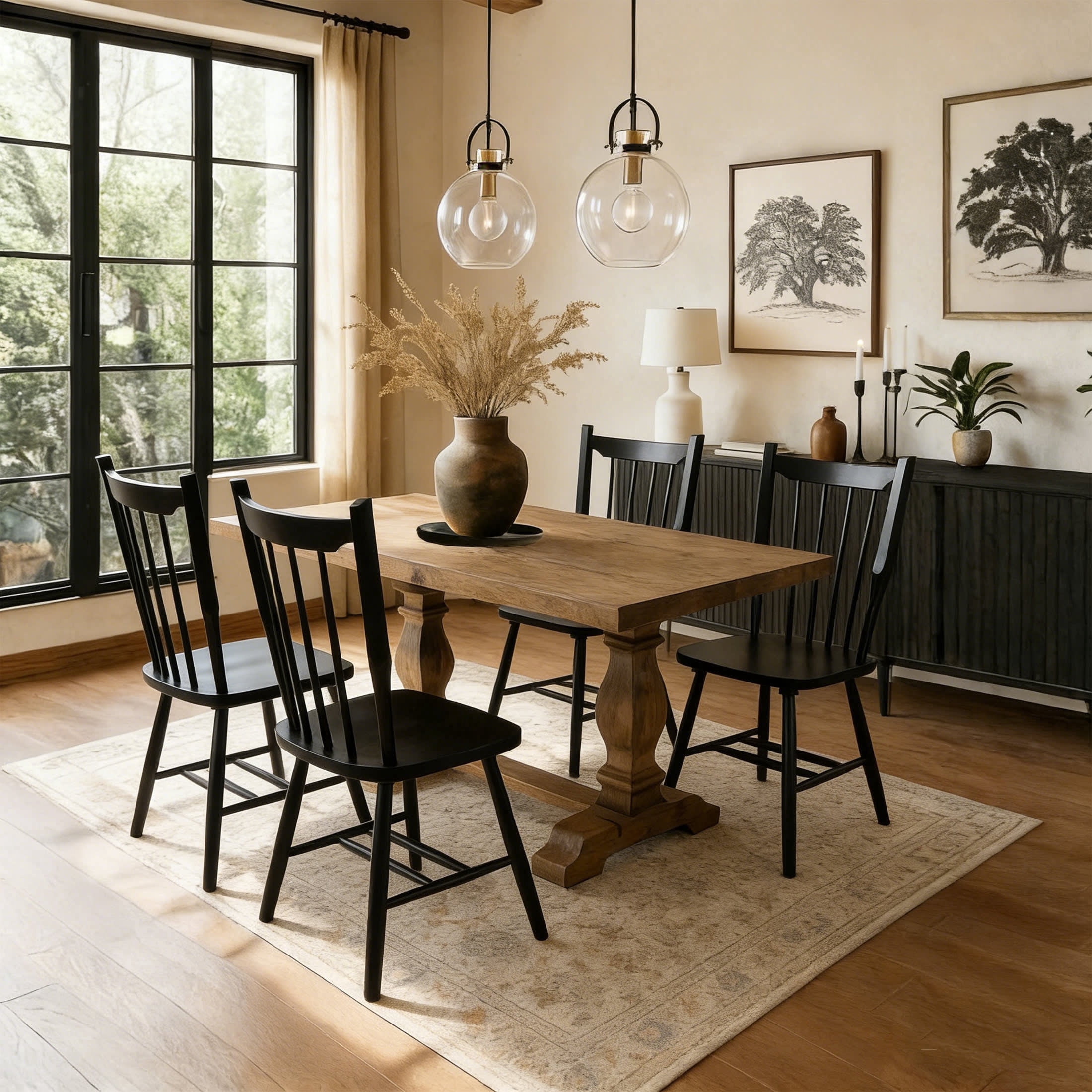 Guyou Windsor Dining Chair Set of 4, Farmhouse Solid Wood Kitchen ...
