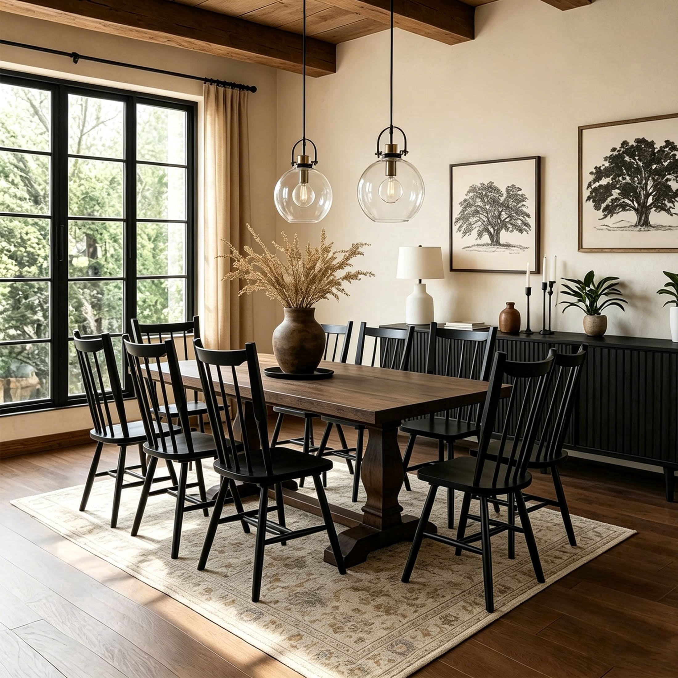 Guyou Windsor Dining Chair Set of 8, Farmhouse Solid Wood Kitchen ...