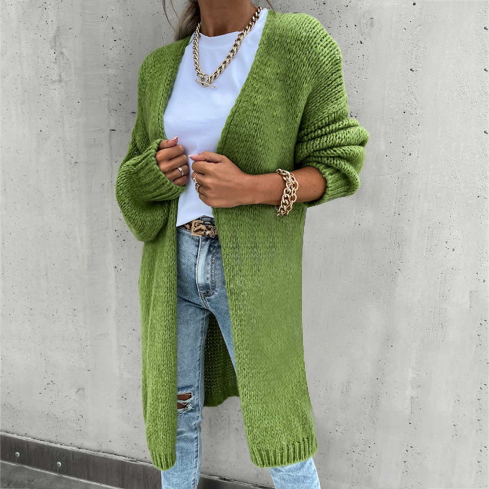 Guzom Cardigan Sweaters for Women Plus Size Long Casual Fall Winter ...