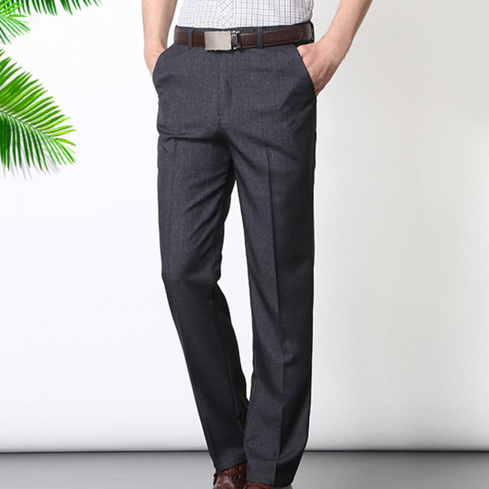Guzom Mens Dress Pants- Straight Leg Slim Fit Stretch Casual Pants for ...
