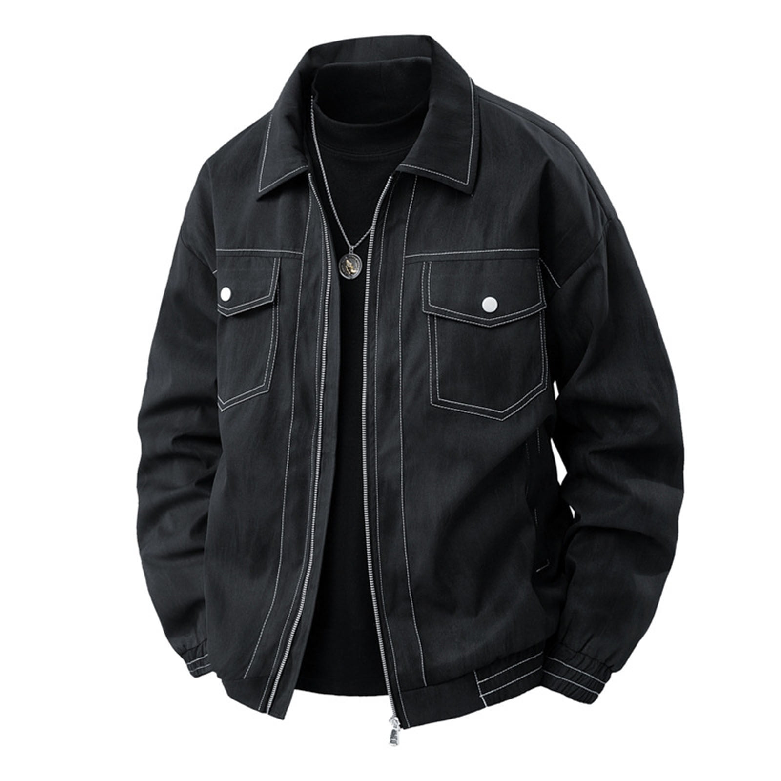 GuzomFashion Mens Winter Coats Mens Black Trucker Jacket - 100% ...
