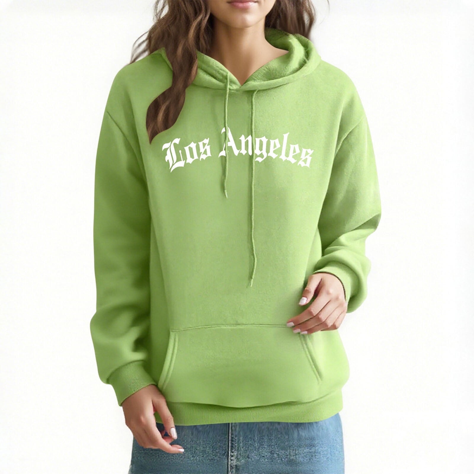 GuzomFashion Womens 100% Polyester Oversized LA Gothic Graphic Hoodie ...