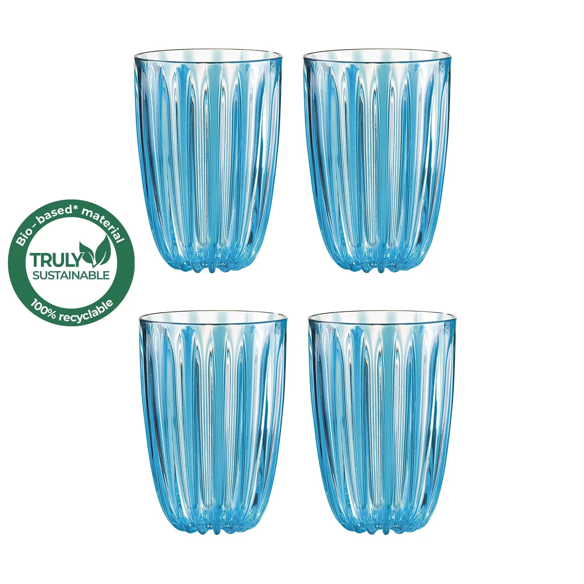Guzzini Dolcevita BlueTumbler, Set of 4 Drinkware Modern Bio-Based ...