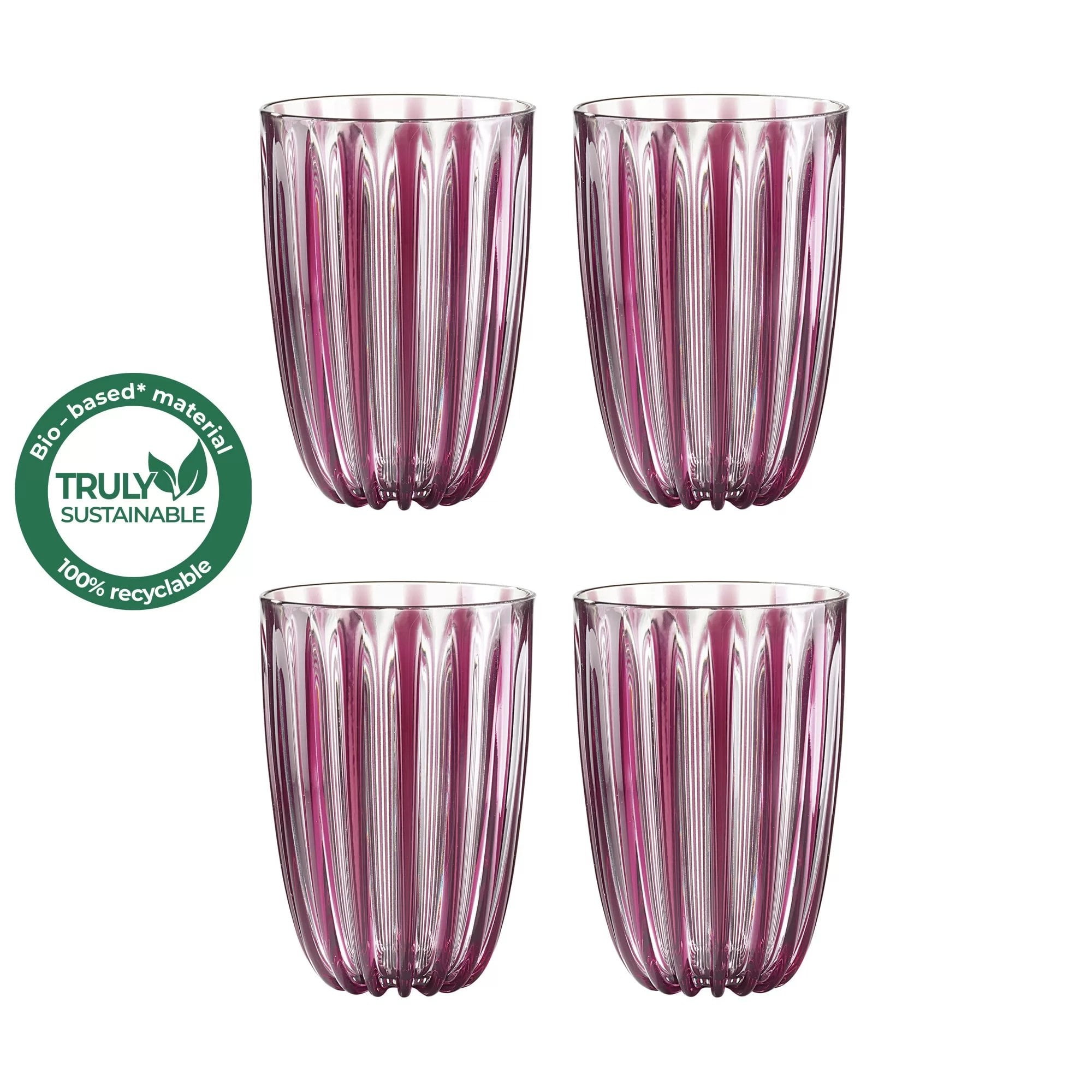 Guzzini Dolcevita Purple Tumbler, Set of 4 Drinkware Modern Bio-Based ...
