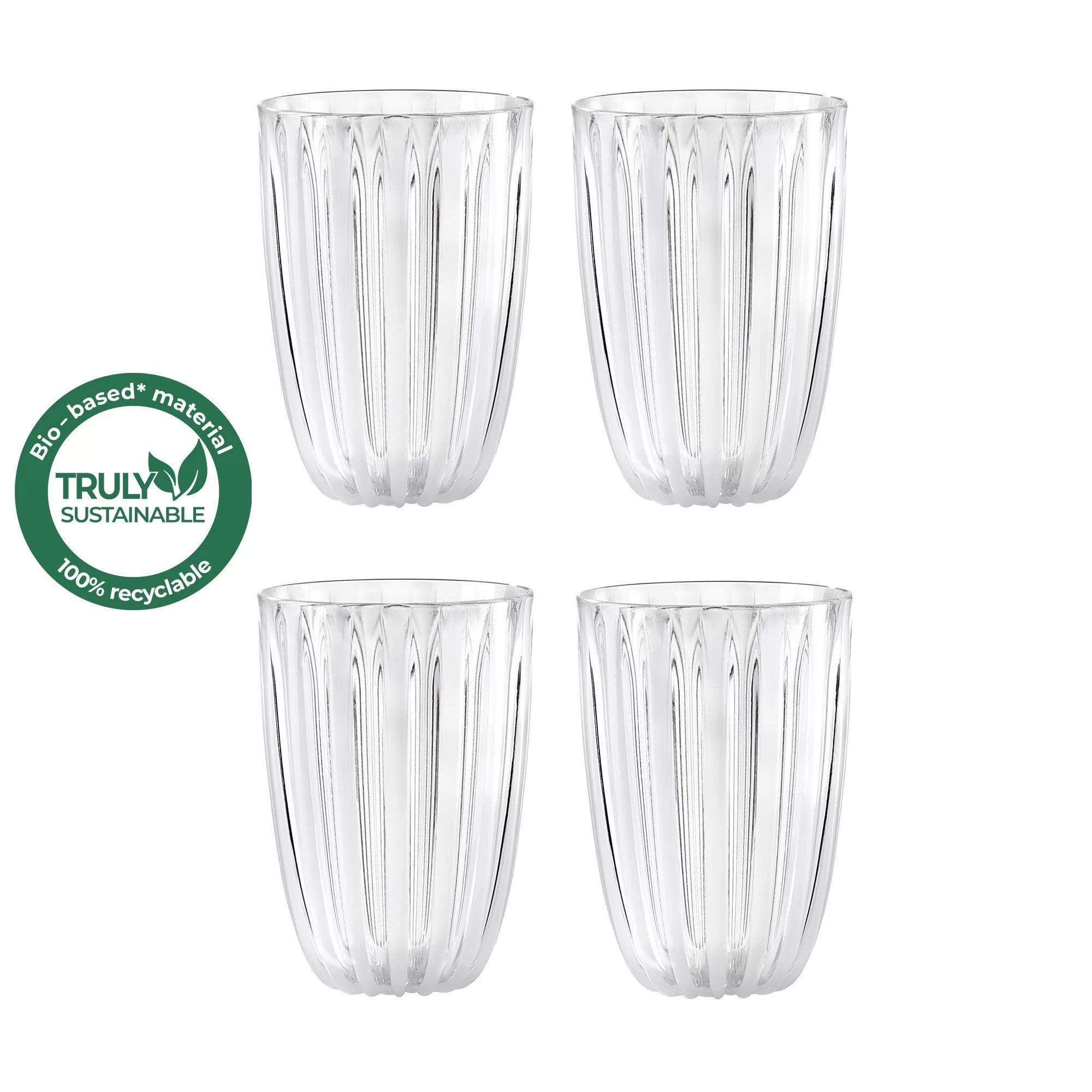 Guzzini Dolcevita White Tumbler, Set of 4 Drinkware Modern Bio-Based ...