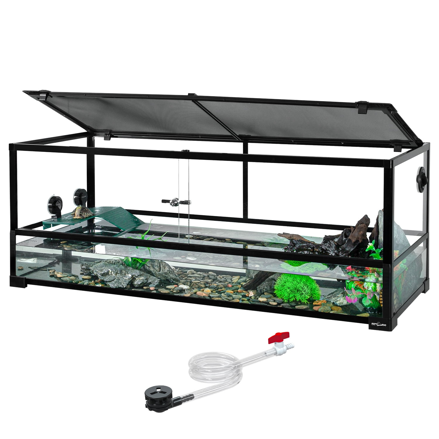 "Guzzlo Large 67 Gallon Turtle Tank Aquarium for Aquatic Pets, 48""x18 ...