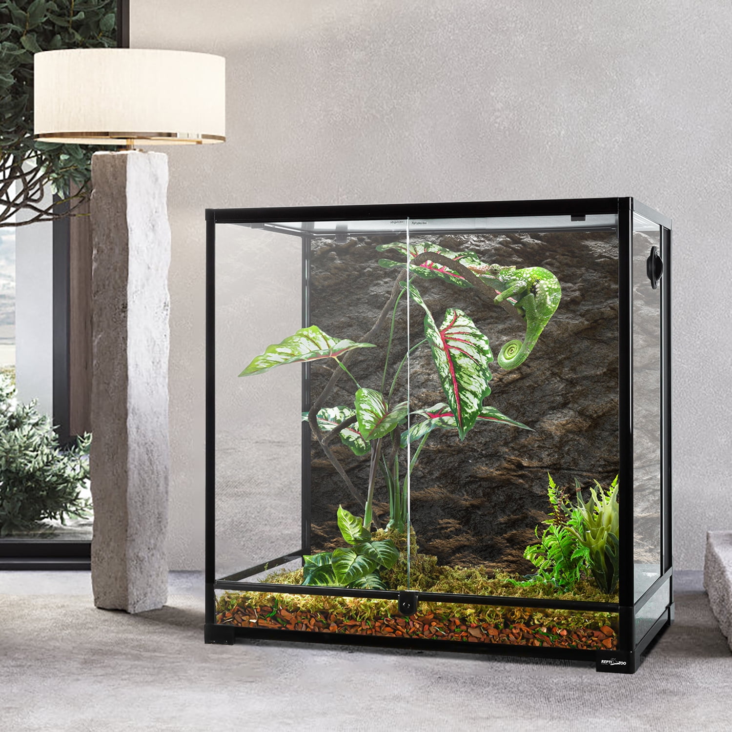 Guzzlo Glass Tank for Reptiles, 30x18x30 in, Full View Natural ...