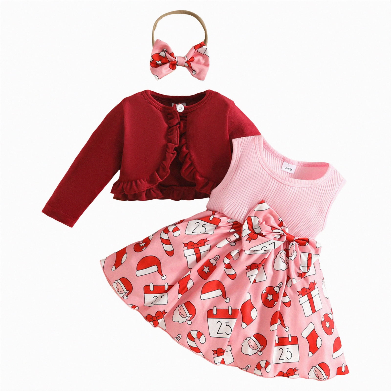 Gvdentm 12-18 Month Girl Clothes Fall Cute Bow Floral Print Sleeveless ...